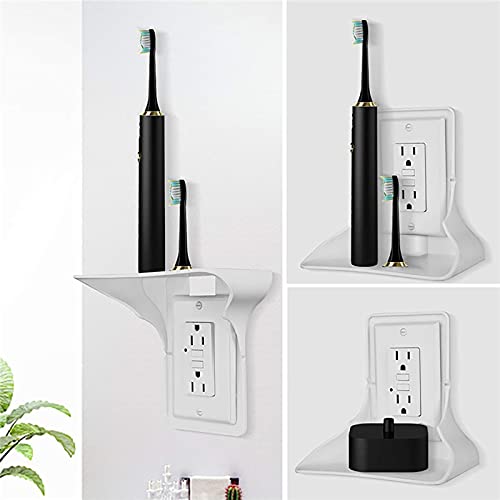 LOUIS FELT 2 Pack Single Wall Outlet Shelf Home Wall Shelf Organizer for Outlets, Perfect for Bathroom Kitchen Bedroom with Cord Management and Easy Installation. (White)