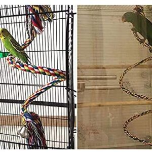 Bird Rope for Parrots,2 PCS Bird Perch Stand,Bungee Bird Toys Bird Cage Accessories for Bird Swinging, Climbing,Standing(3PCS)