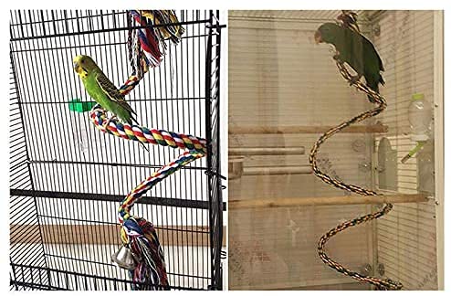 Bird Rope for Parrots,2 PCS Bird Perch Stand,Bungee Bird Toys Bird Cage Accessories for Bird Swinging, Climbing,Standing(3PCS)