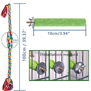 Bird Rope for Parrots,2 PCS Bird Perch Stand,Bungee Bird Toys Bird Cage Accessories for Bird Swinging, Climbing,Standing(3PCS)