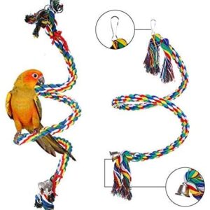 Bird Rope for Parrots,2 PCS Bird Perch Stand,Bungee Bird Toys Bird Cage Accessories for Bird Swinging, Climbing,Standing(3PCS)