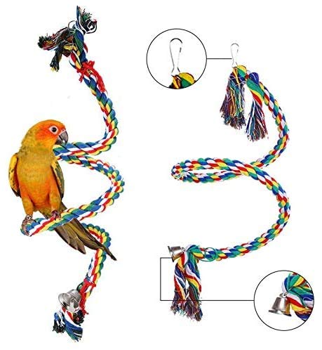 Bird Rope for Parrots,2 PCS Bird Perch Stand,Bungee Bird Toys Bird Cage Accessories for Bird Swinging, Climbing,Standing(3PCS)