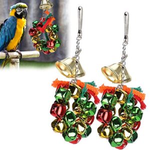 2 PCS Parrot Garland Toy with Bells Hanging Christmas Birdcage Decoration Budgie Cages Accessories