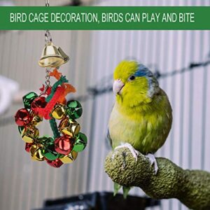 2 PCS Parrot Garland Toy with Bells Hanging Christmas Birdcage Decoration Budgie Cages Accessories