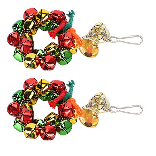 2 PCS Parrot Garland Toy with Bells Hanging Christmas Birdcage Decoration Budgie Cages Accessories