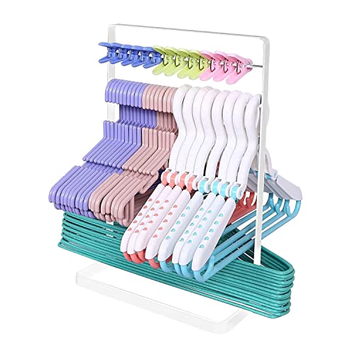 Hanger Storage Organizer,50 Velvet Clothes Hanger Holder,Hanger Stacker Rack for Laundry Closet,Drying Rack,Hanger Caddy Stand for Adult or Child Clothes Hangers(White-2 Pack)