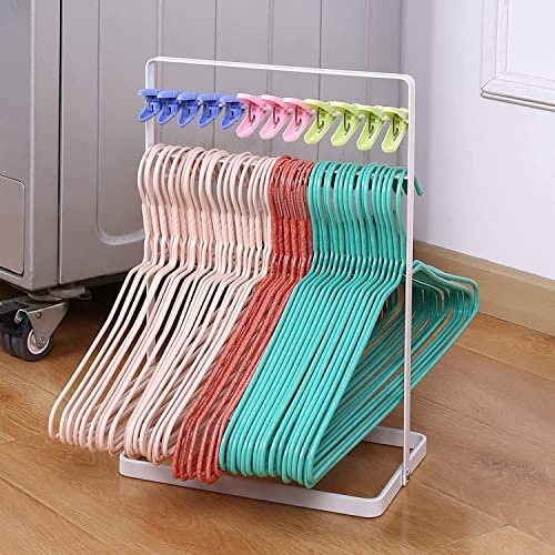 Hanger Storage Organizer,50 Velvet Clothes Hanger Holder,Hanger Stacker Rack for Laundry Closet,Drying Rack,Hanger Caddy Stand for Adult or Child Clothes Hangers(White-2 Pack)