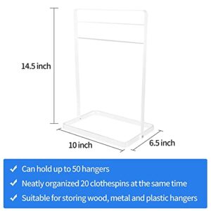 Hanger Storage Organizer,50 Velvet Clothes Hanger Holder,Hanger Stacker Rack for Laundry Closet,Drying Rack,Hanger Caddy Stand for Adult or Child Clothes Hangers(White-2 Pack)