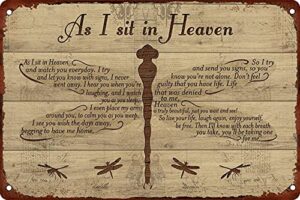 as i sit in heaven metal tin sign dragonfly decor signs vintage home wall poster for cafe bar kitchen 8×12 inch