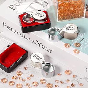 3 Pieces Jewelers Eye Loupe Set 10X, 20X and 30X Pocket Jewelry Loupe, Jewelers Eye Magnifying Glass Magnifier for Jewelry Coins Gems Stamps Watches Supplies (Silver)