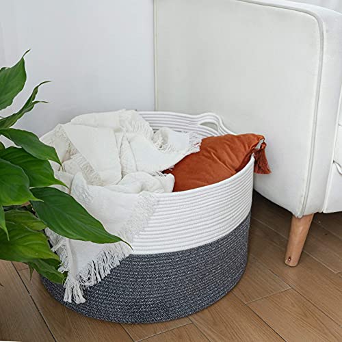 Large Linen Basket (Set of 2)-Woven Basket Laundry Hamper Clothes Storage Bin