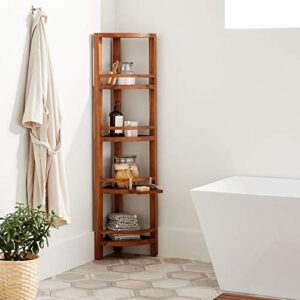 signature hardware 453411 yuhan 12-1/4" teak wood bathroom shelf