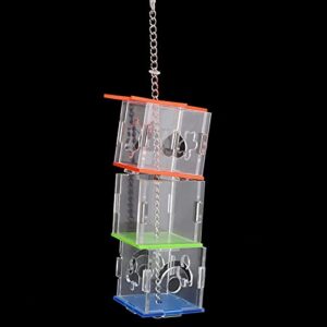 Jeanoko Multilayer Stability Bird Parrot Forage Box Durability Hanging Treat Foraging Toy Transparent Acrylic Food Holder