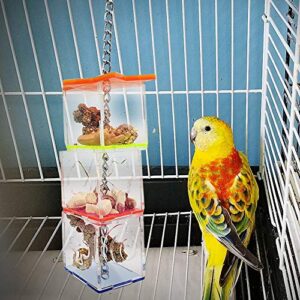 Jeanoko Multilayer Stability Bird Parrot Forage Box Durability Hanging Treat Foraging Toy Transparent Acrylic Food Holder