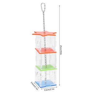 Jeanoko Multilayer Stability Bird Parrot Forage Box Durability Hanging Treat Foraging Toy Transparent Acrylic Food Holder