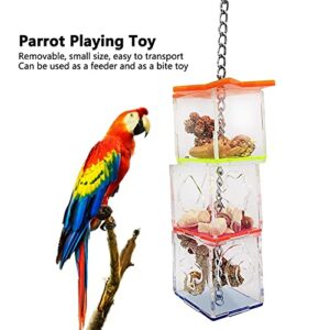 Jeanoko Multilayer Stability Bird Parrot Forage Box Durability Hanging Treat Foraging Toy Transparent Acrylic Food Holder