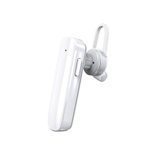 Heave 1Pc Bluetooth Earpiece Wireless Bluetooth V5.0 Headset,Single Ear Hook Bluetooth Earphone Handsfree Phone Headphone with Noise Cancelling Mic for Business Driving White