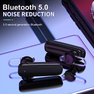 Heave 1Pc Bluetooth Earpiece Wireless Bluetooth V5.0 Headset,Single Ear Hook Bluetooth Earphone Handsfree Phone Headphone with Noise Cancelling Mic for Business Driving White