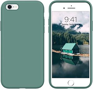 guagua iphone 6s case iphone 6 case liquid silicone soft gel rubber slim thin light microfiber lining cushion texture cover shockproof full body protection phone cases for iphone 6/6s pine green