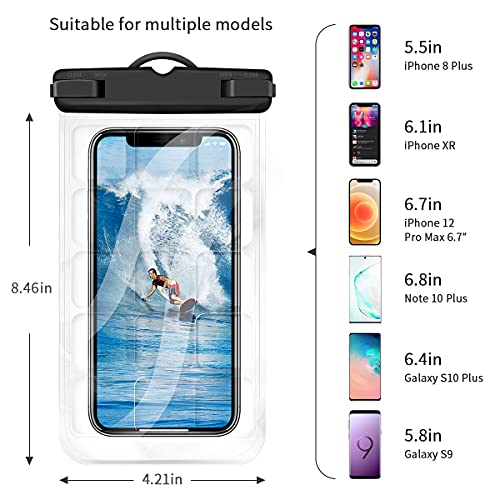 2021 Upgrade Universal Waterproof Phone Case, Pressure Grid Design, More sensitive IPX8 Waterproof Phone Bag, Compatible with iPhone 12 Pro 11 Pro Max XS Max XR X 8 7 Samsung Galaxy up to 7 Inches