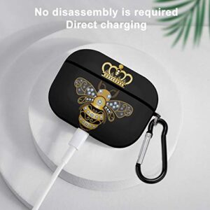 Queen Bee with Crown Airpods Case Cover for Apple AirPods Pro Cute Airpod Case for Boys Girls Silicone Protective Skin Airpods Accessories with Keychain