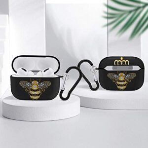 Queen Bee with Crown Airpods Case Cover for Apple AirPods Pro Cute Airpod Case for Boys Girls Silicone Protective Skin Airpods Accessories with Keychain