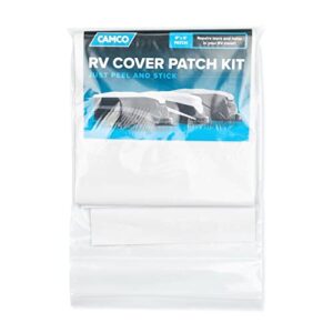 Camco RV Cover Patch Kit, 9-Inches x 6-Feet | Repairs Small Rips and Tears on The Side, Front and Back Panels of Your RV Cover | Dark Gray (45994)