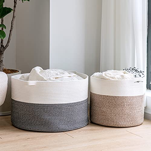 INDRESSME Large Linen Basket (Set of 2)-Large Blanket Basket