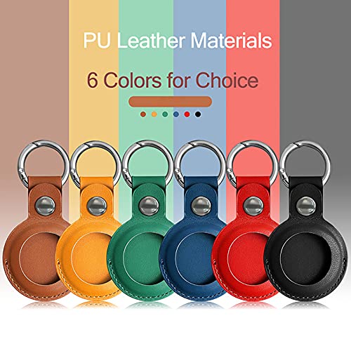 PU Leather Holder Compatible with AirTag Air Tag Case Cover Keychain Accessory Pet Dog Collar Compatible for Apple Finder Location Tracker Black & Brown