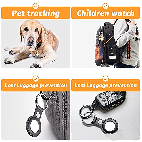 PU Leather Holder Compatible with AirTag Air Tag Case Cover Keychain Accessory Pet Dog Collar Compatible for Apple Finder Location Tracker Black & Brown