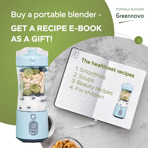 GREENNOVO Portable Blender, Smoothie Blenders, Personal Size Blender USB Rechargeable Smoothies and Shakes Juicer Cup, 4000mAh Battery Strong Power