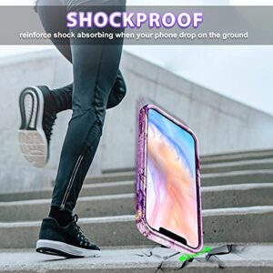 Lamcase for iPhone 12 and iPhone 12 Pro Case 6.1 Inch, Heavy Duty Hard PC Soft Rubber [Stylish Glossy Marble] Full Body Three Layer Shockproof Drop Protection Cover, Purple Marble