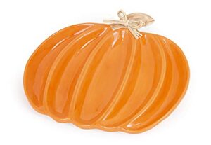 boston international divided ceramic serving platter, large, orange pumpkin