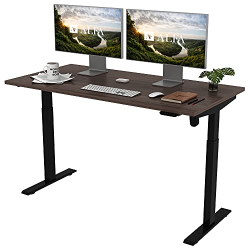 ALFA FURNISHING Height Adjustable Desk, 48” x 30” inches Whole Piece Desk Board, 2 Pre-Set Memory Button Electric Sit Stand Desk Standing Desk for Home Office Workstation