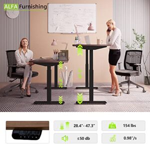 ALFA FURNISHING Height Adjustable Desk, 48” x 30” inches Whole Piece Desk Board, 2 Pre-Set Memory Button Electric Sit Stand Desk Standing Desk for Home Office Workstation