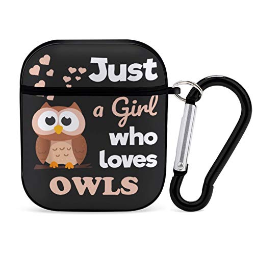 A Girl Who Loves Owls Airpods Case Cover for Apple AirPods 2&1 Cute Airpod Case for Boys Girls Silicone Protective Skin Airpods Accessories with Keychain