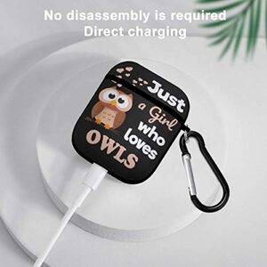 A Girl Who Loves Owls Airpods Case Cover for Apple AirPods 2&1 Cute Airpod Case for Boys Girls Silicone Protective Skin Airpods Accessories with Keychain