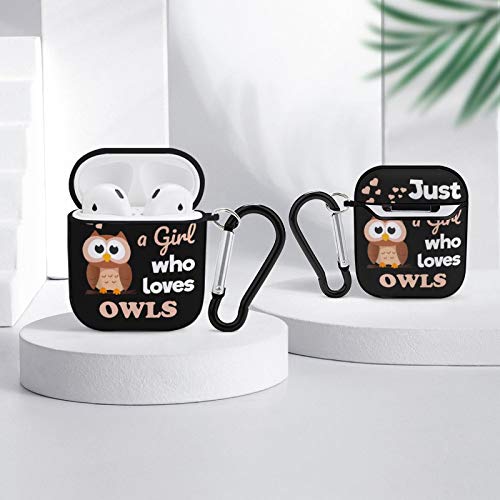 A Girl Who Loves Owls Airpods Case Cover for Apple AirPods 2&1 Cute Airpod Case for Boys Girls Silicone Protective Skin Airpods Accessories with Keychain