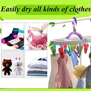 Newraturner Clothespin Rack Laundry Drying Rack,Clothes Hangers with 16 Clips,Clip Hanger Drip Hanger for Drying Underwear,Towel,Baby Clothes,Hat,Scarf,Socks,Bras,Pants,Cloth Diapers,Gloves