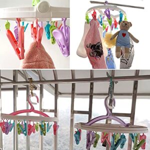 Newraturner Clothespin Rack Laundry Drying Rack,Clothes Hangers with 16 Clips,Clip Hanger Drip Hanger for Drying Underwear,Towel,Baby Clothes,Hat,Scarf,Socks,Bras,Pants,Cloth Diapers,Gloves