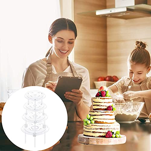 QCYOHO 41Pcs Plastic Cake Dowel Rods Set, 20 Pcs White Cake Support Rods, 5 Pcs Cake Separator Plates for 4, 6, 8, 10, 12 Inch Cakes, 15 Pcs Clear Cake Stacking Dowels for Tiered Cakes