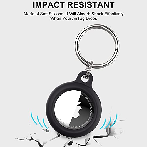 [2PCS] Air Tag Keychain, ICARERSPACE Apple AirTag Holder with Airtag Key Ring Designed for Apple AirTag Case - Black