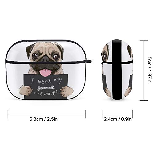 Funny Pug I Need My Reward Airpods Case Cover for Apple AirPods Pro Cute Airpod Case for Boys Girls Silicone Protective Skin Airpods Accessories with Keychain