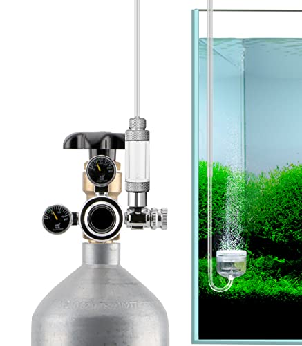 Clscea CO2 Bubble Counter with Check Valve for CO2 Generator Regulator Planted Aquarium Aluminum Alloy Silver