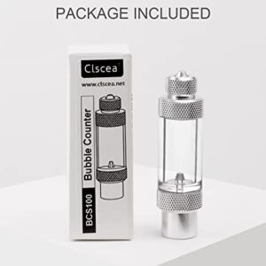 Clscea CO2 Bubble Counter with Check Valve for CO2 Generator Regulator Planted Aquarium Aluminum Alloy Silver