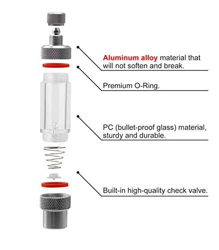 Clscea CO2 Bubble Counter with Check Valve for CO2 Generator Regulator Planted Aquarium Aluminum Alloy Silver