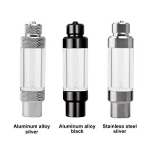 Clscea CO2 Bubble Counter with Check Valve for CO2 Generator Regulator Planted Aquarium Aluminum Alloy Silver