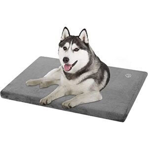 empsign stylish dog bed mat dog crate pad mattress reversible (cool & warm), water proof linings, removable machine washable cover, firm support pet crate bed for small to xx-large dogs, grey