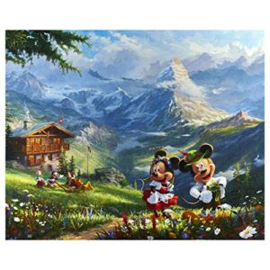 thomas kinkade's digital disney dreams mickey and minnie in the alps 36" panel multi, fabric