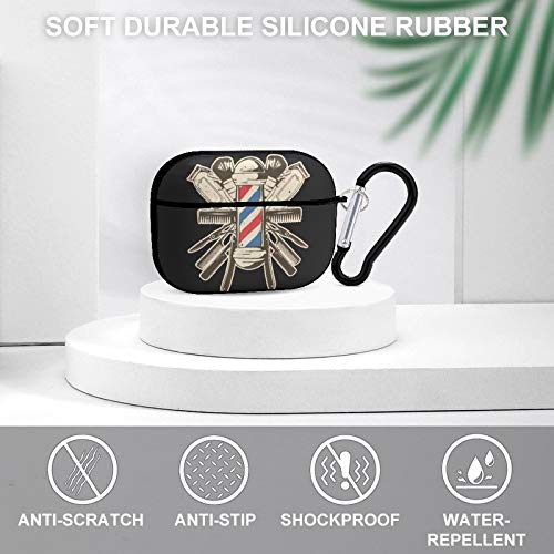 Barber Accessories Hairdresser Beard Hairstyle Airpods Case Cover for Apple AirPods Pro Cute Airpod Case for Boys Girls Silicone Protective Skin Airpods Accessories with Keychain